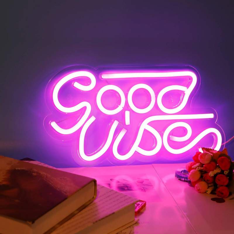 LED Wall Lamp / Neon Sign - "Good Vibes"