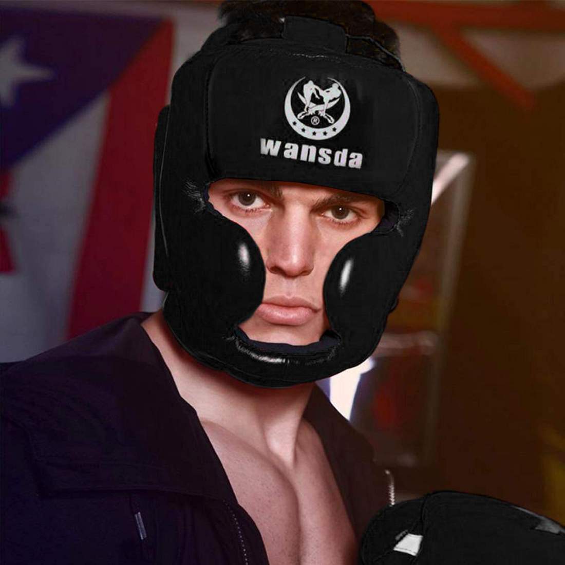 Helmet for Kickboxing, 50-60 cm - Black