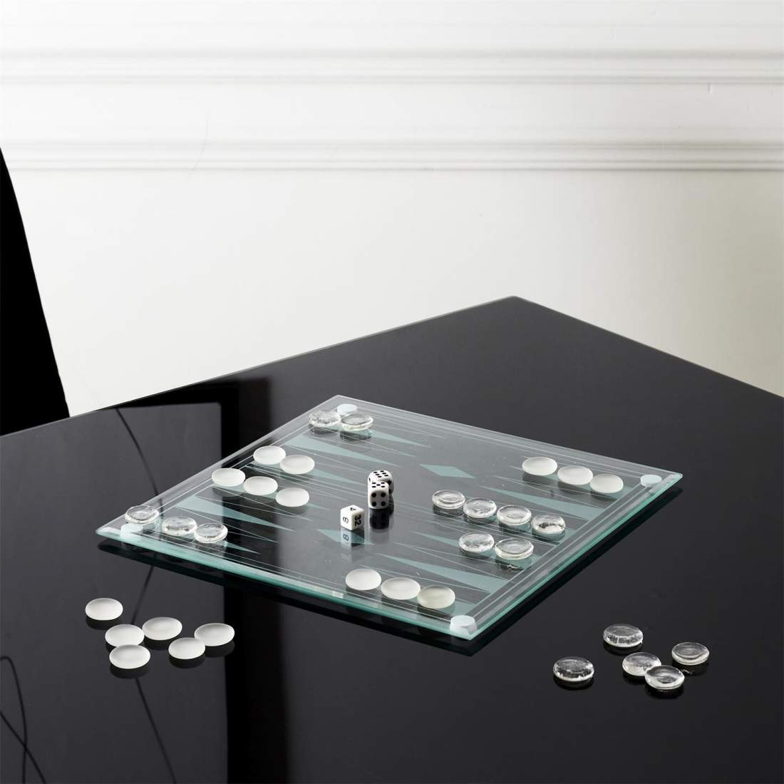 Backgammon game in glass