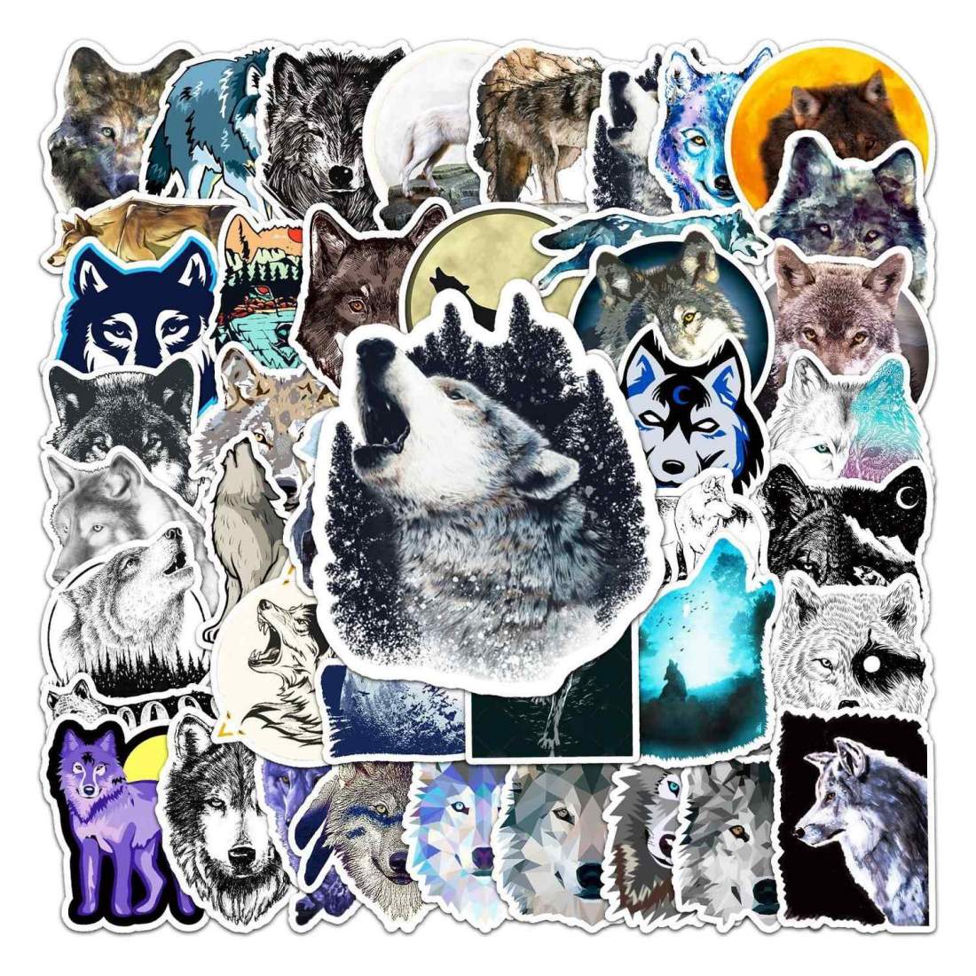 Stickers - wolves - 50 pcs
