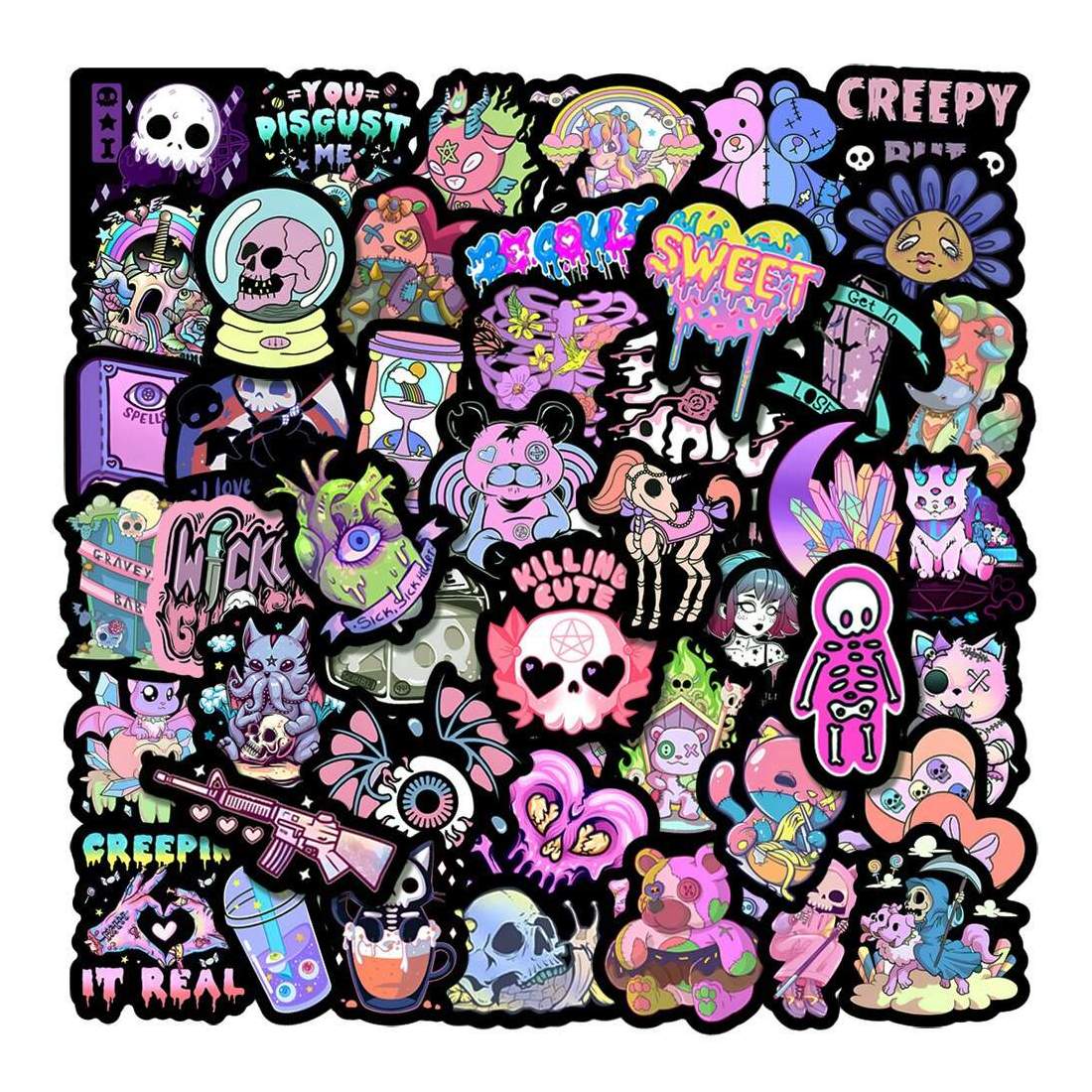 Stickers - cute horror motifs - 50 pcs