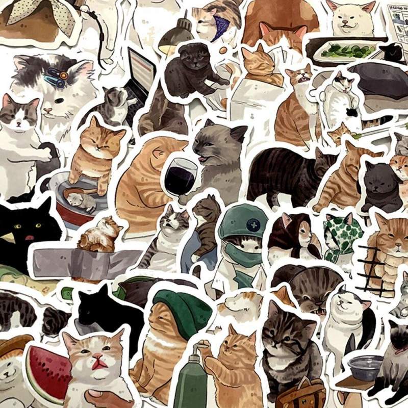 Stickers - cartoon cats - 54 pcs | eStore