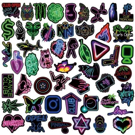 Stickers neon signs - 50 pcs