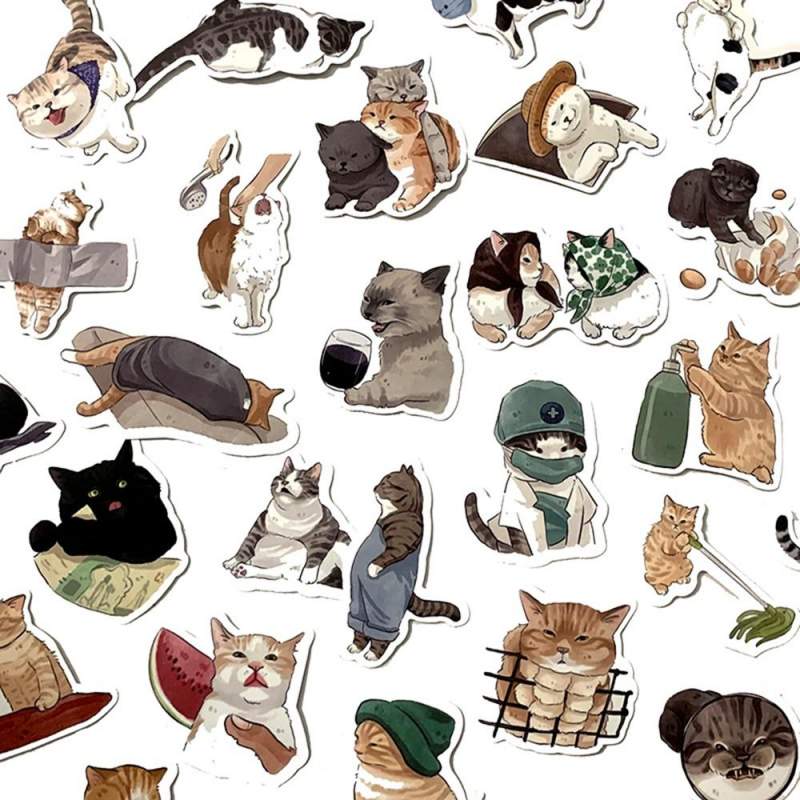 Stickers - cartoon cats - 54 pcs | eStore
