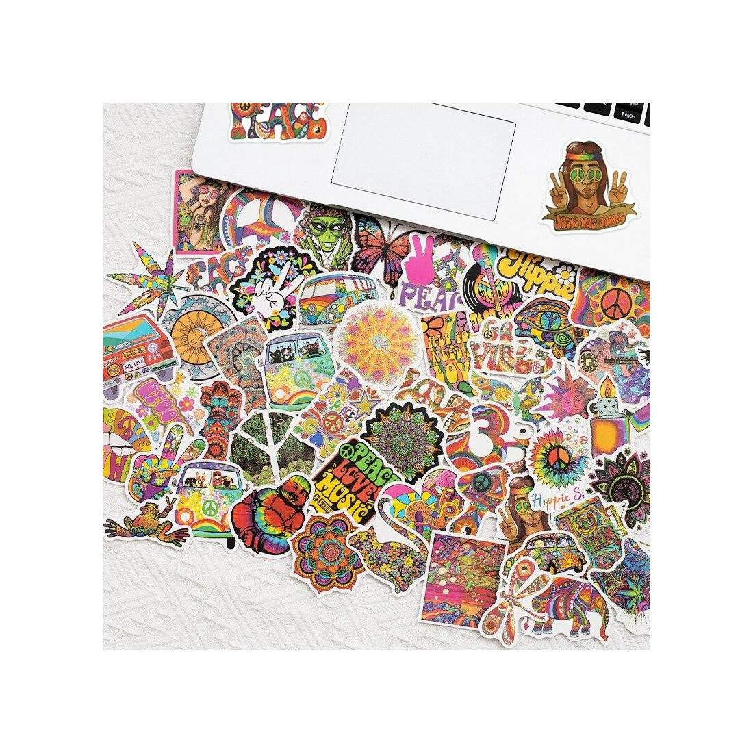 50 Stickers med Psykedeliska Motiv