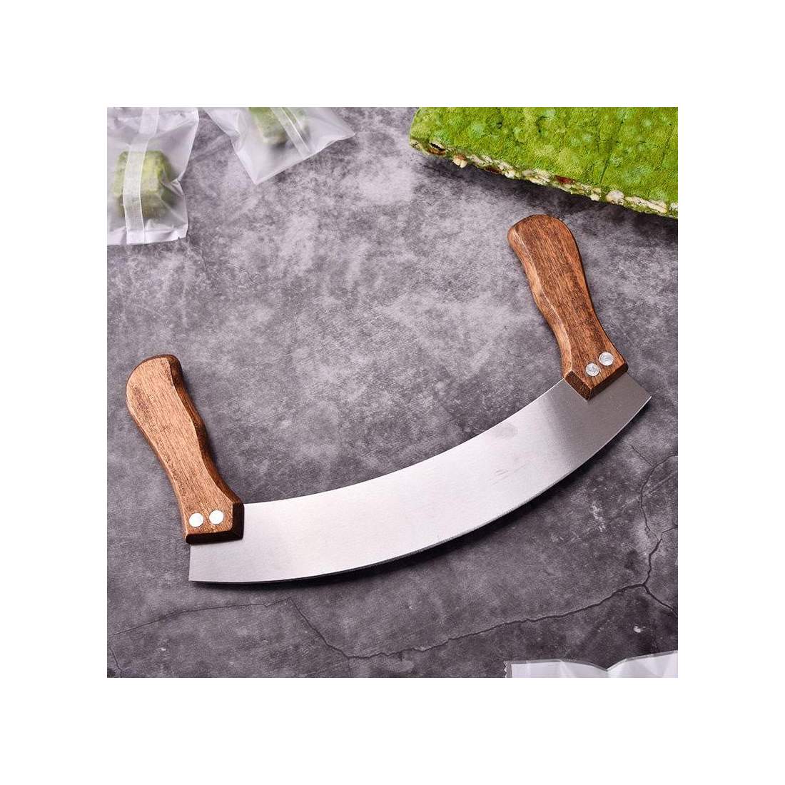 Pizza cutter with double handle