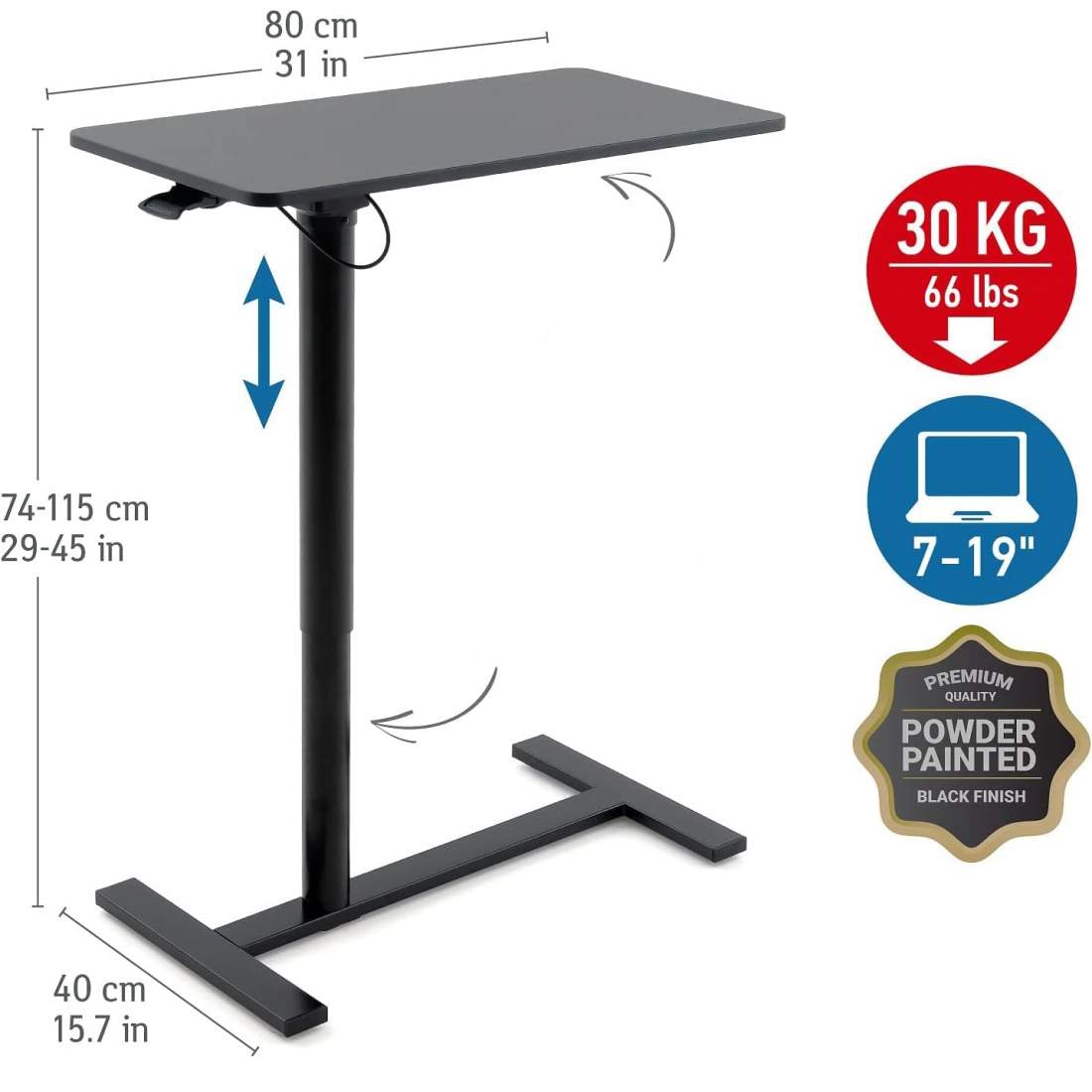 Adjustable Laptop Table - Black - MDF
