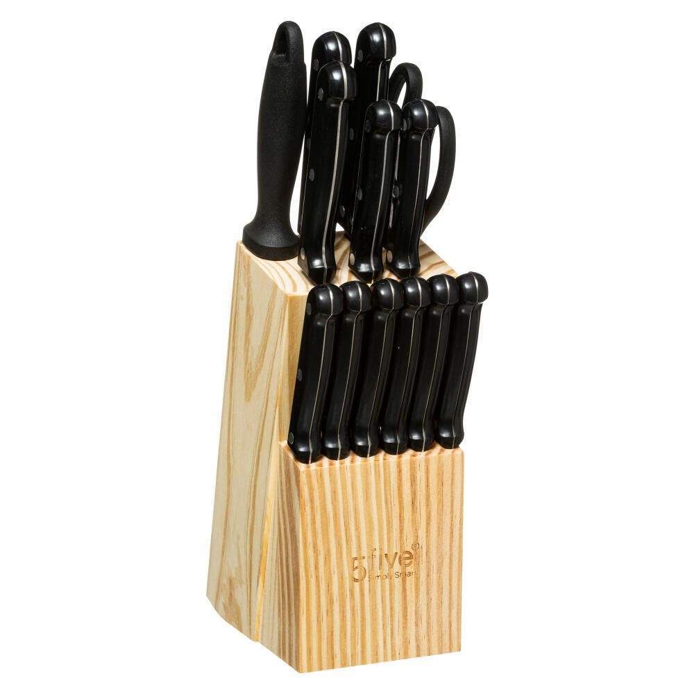 Knife block with 11 knives + scissors + brown