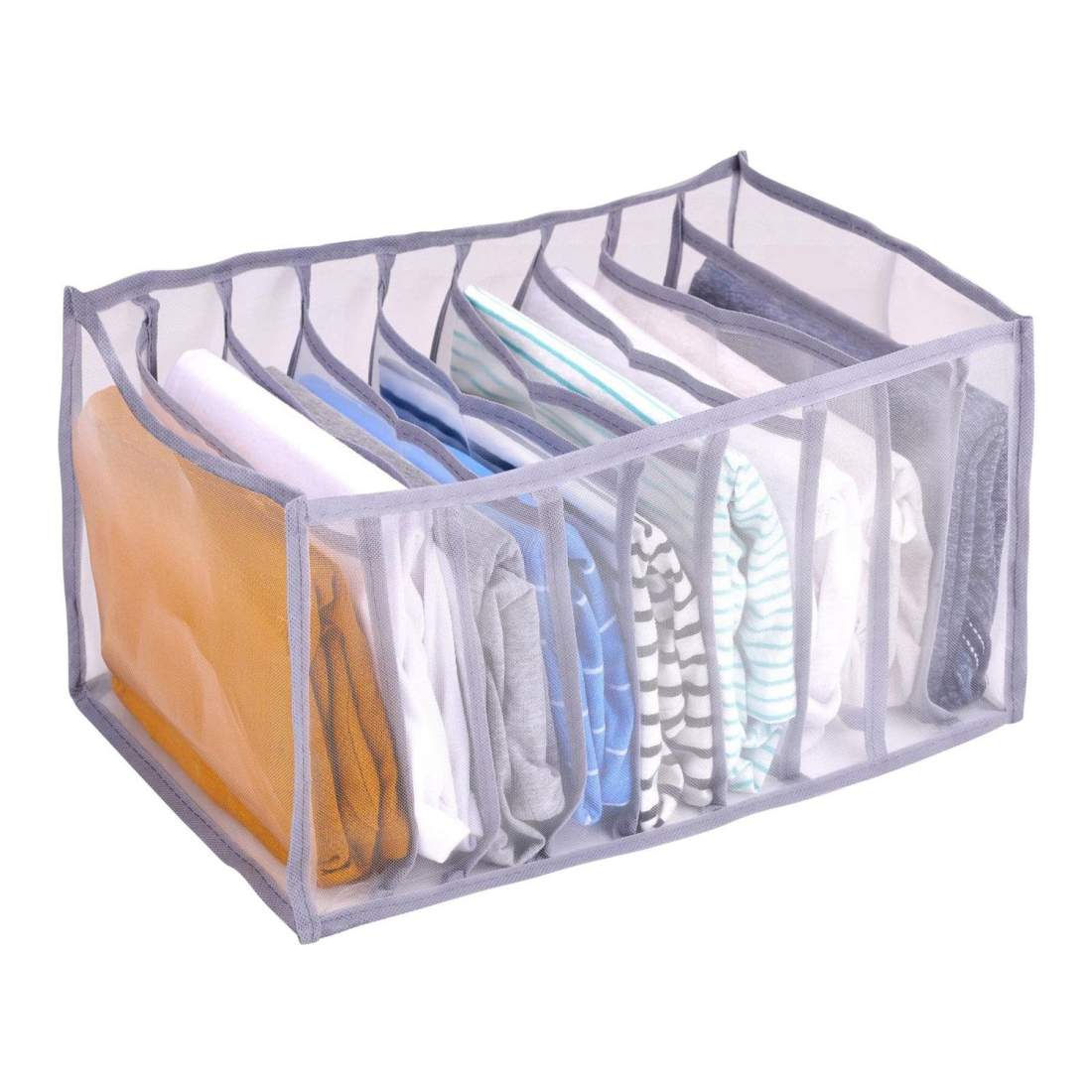 Soft storage box for wardrobe - 9 compartments - white