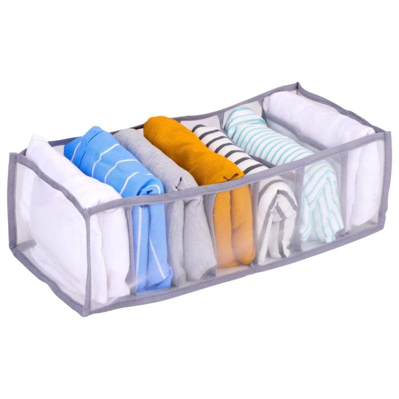 Soft storage box for wardrobe - 7 compartments - white