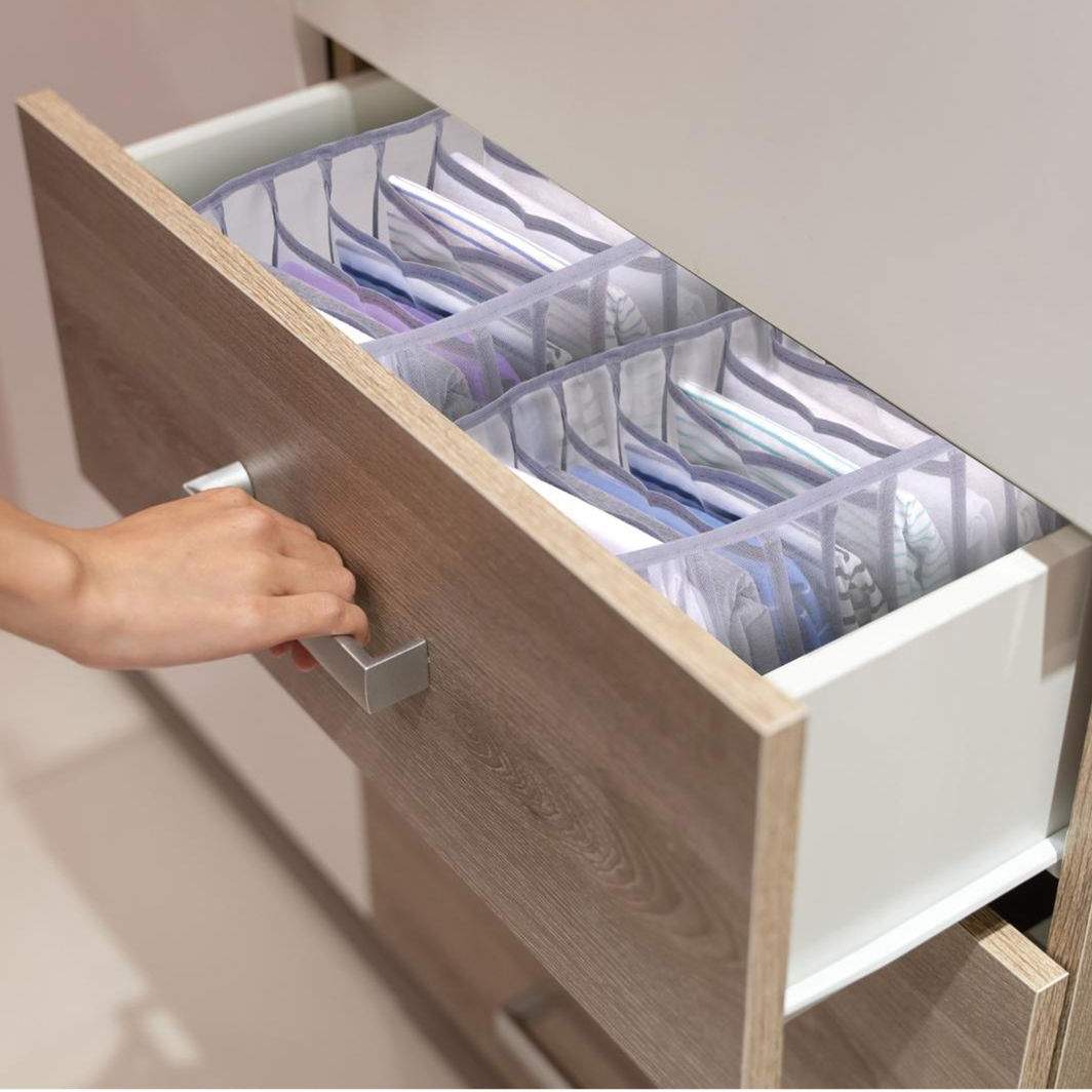 Soft storage box for wardrobe - 9 compartments - white