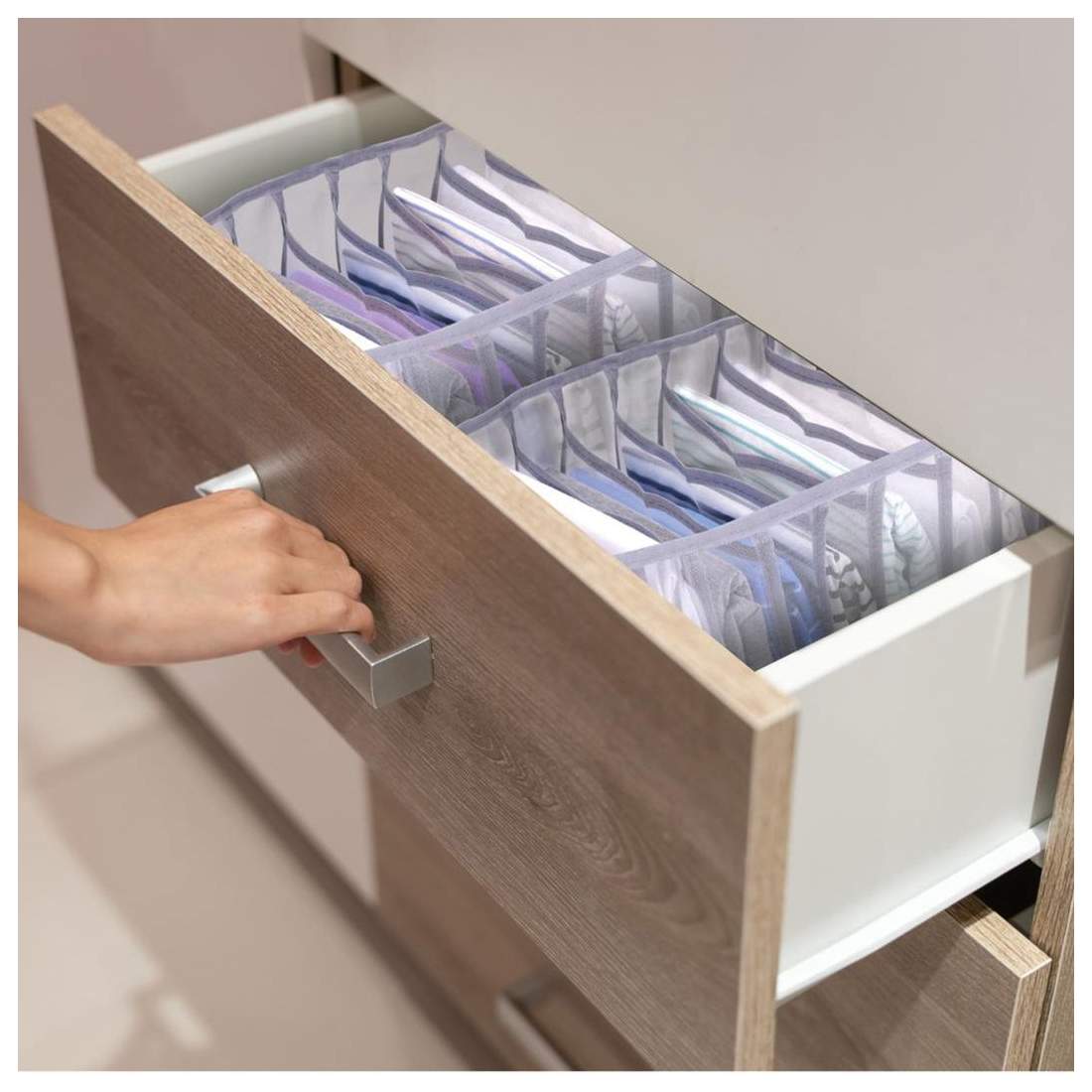 Soft storage box for wardrobe - 9 compartments - white