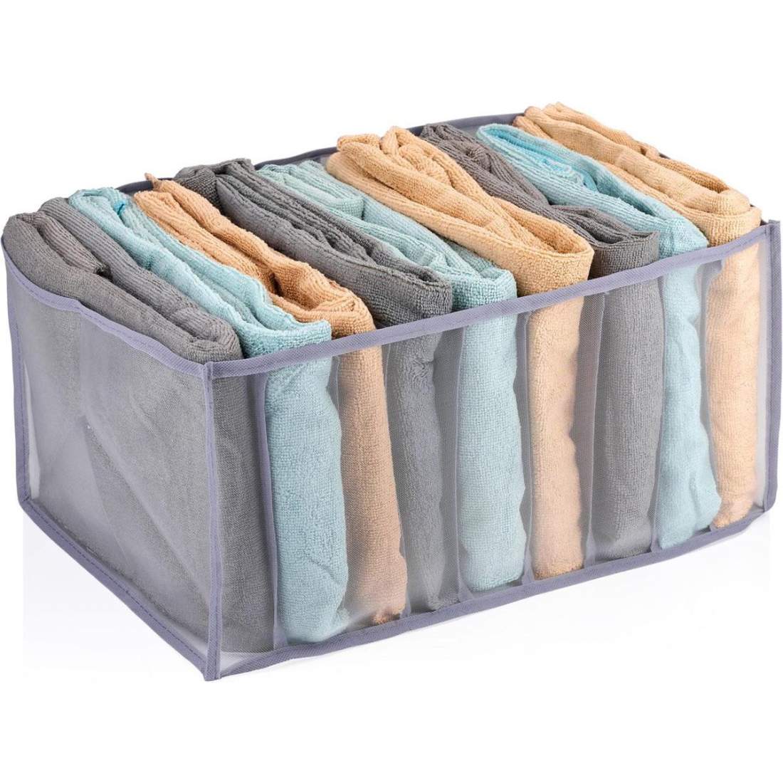 Soft storage box for textiles - 9 compartments - gray | eStore