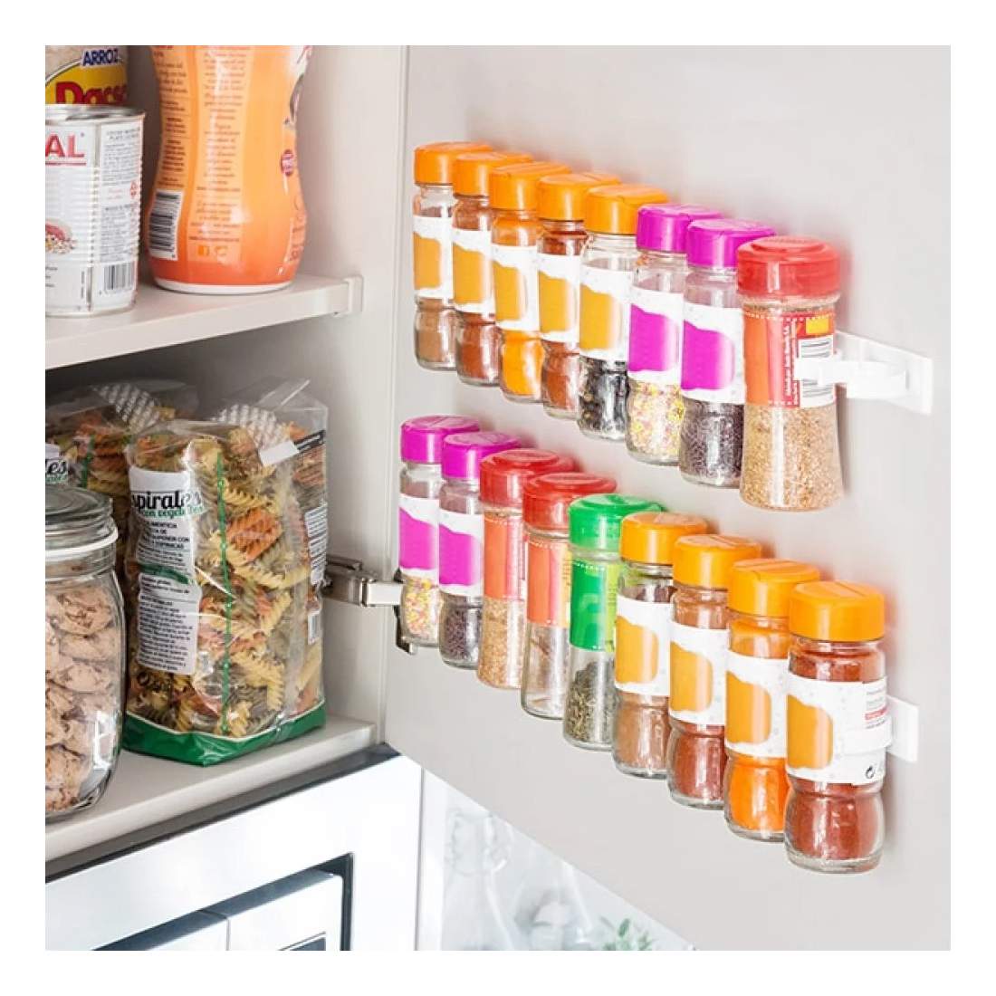 Spice shelf for wall - white - 22 spice cans