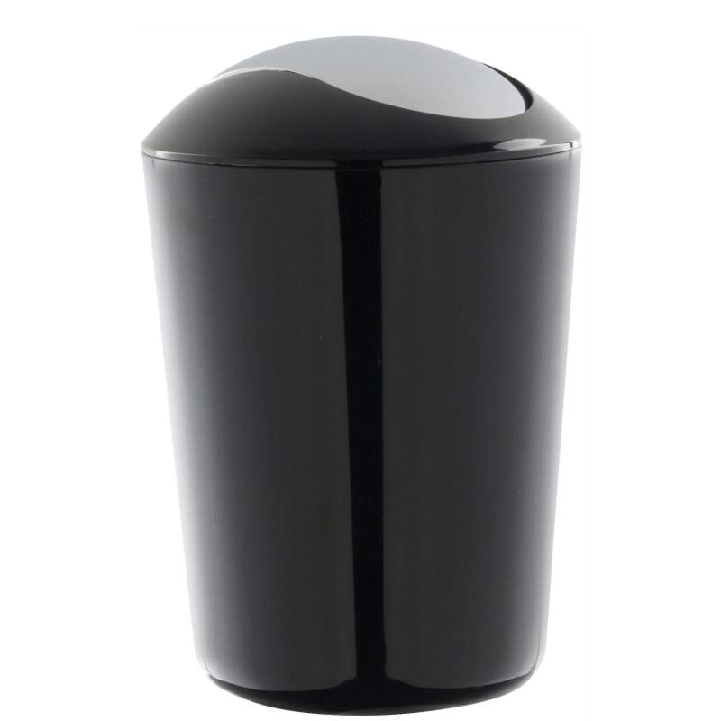 Waste bucket with swing cap - black plastic - 5 l