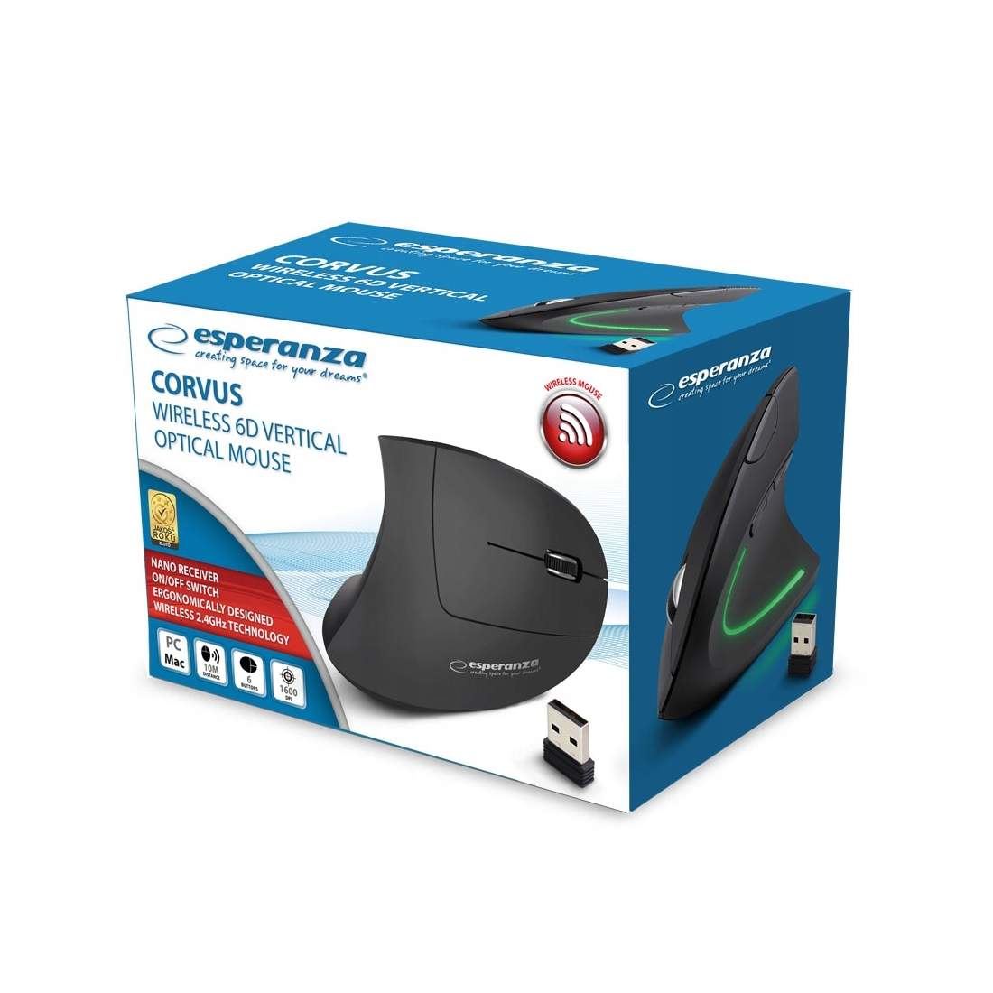 Vertical computer mouse - optical sensor - wireless