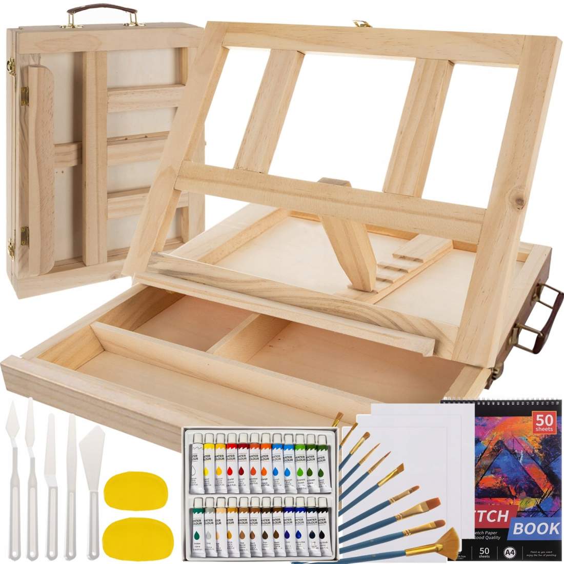 Målarlåda - Staffli och Förvaring - Trä