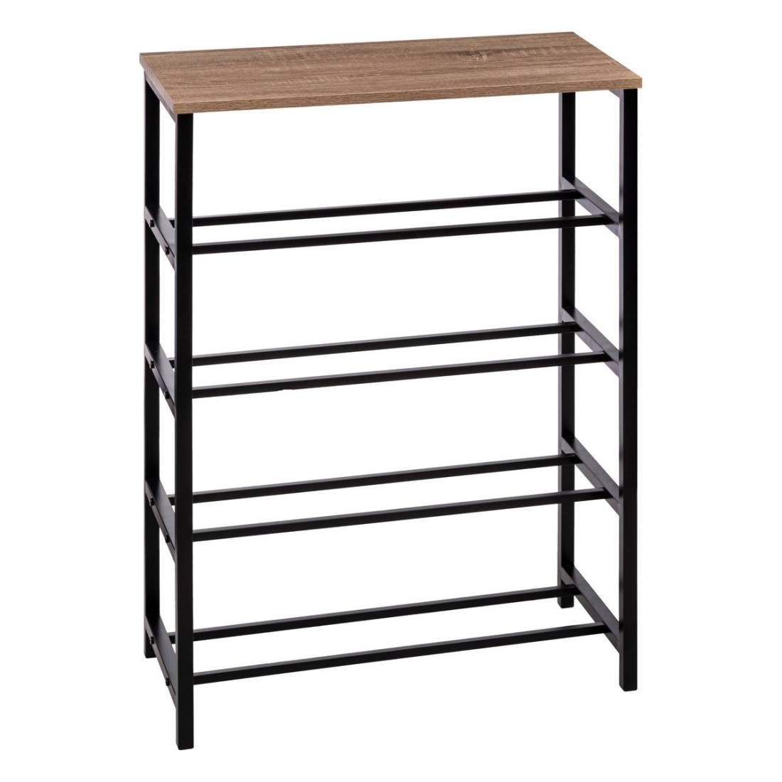 Shoe Rack with Relief Bench - 4 Shelves