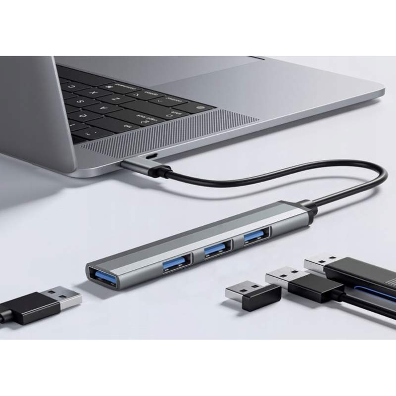 4-Ports USB-Hubb - Aluminium