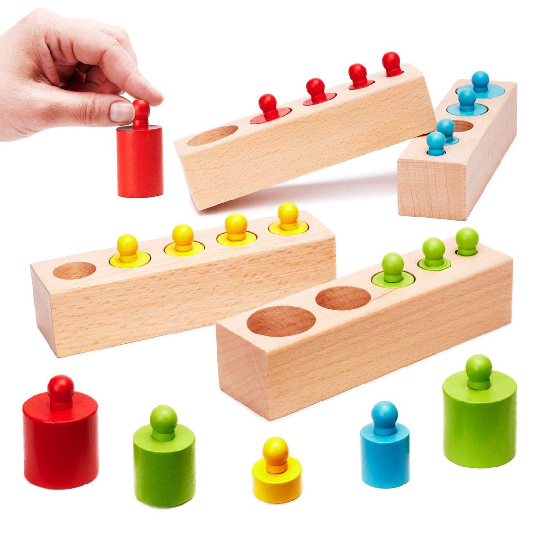 Colorful Wooden Cylinders - Weight Blocks