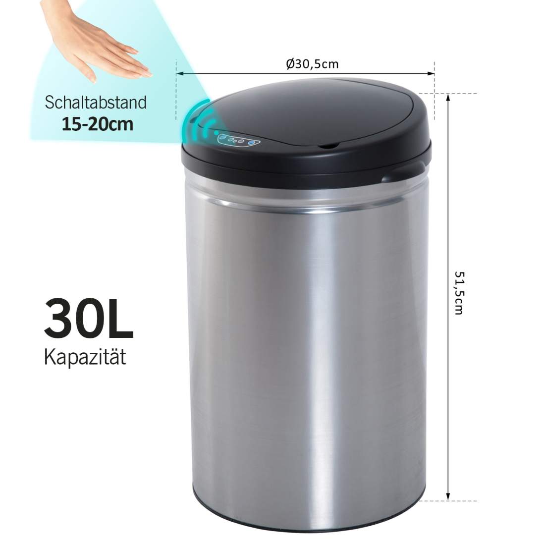 Automatic Sensor Rubbish Bin Ir Sensor, Round, 30L, Optional Inner Bin ...