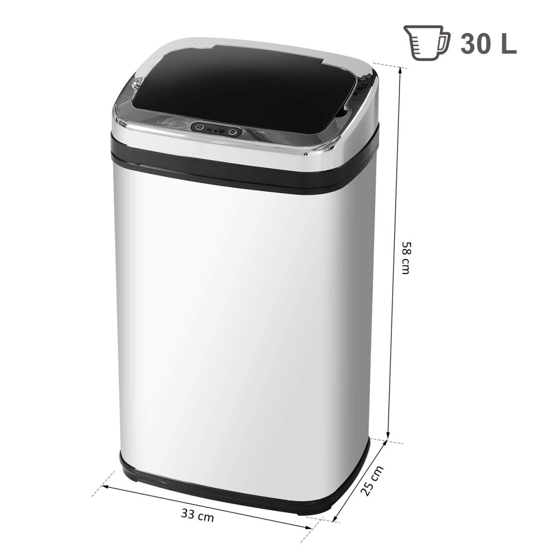 Automatic Sensor Rubbish Bin Ir Sensor, 30L, Square, Optional Inner Bin ...