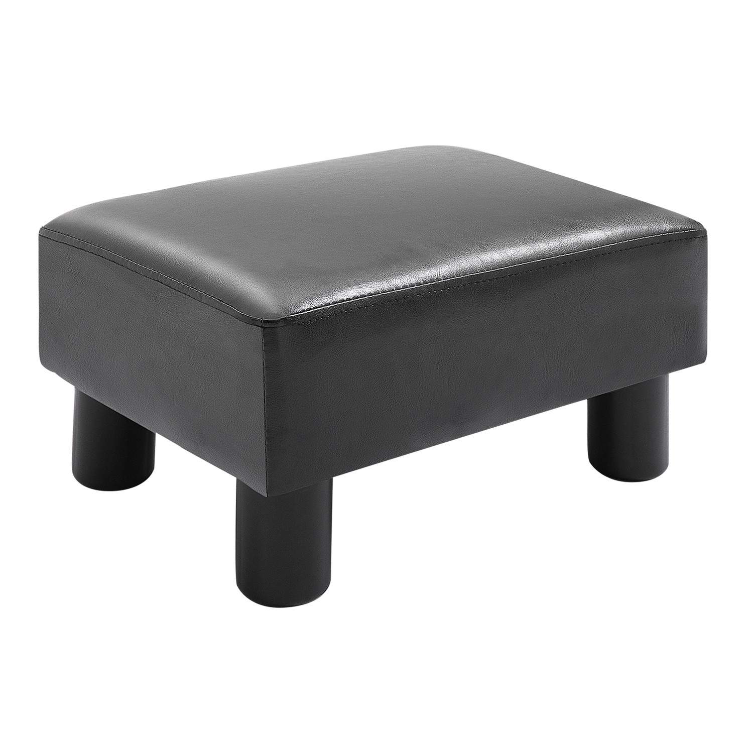 Stool Chesterfield Bench Made Of Faux Leather, Black, 40X30X24Cm