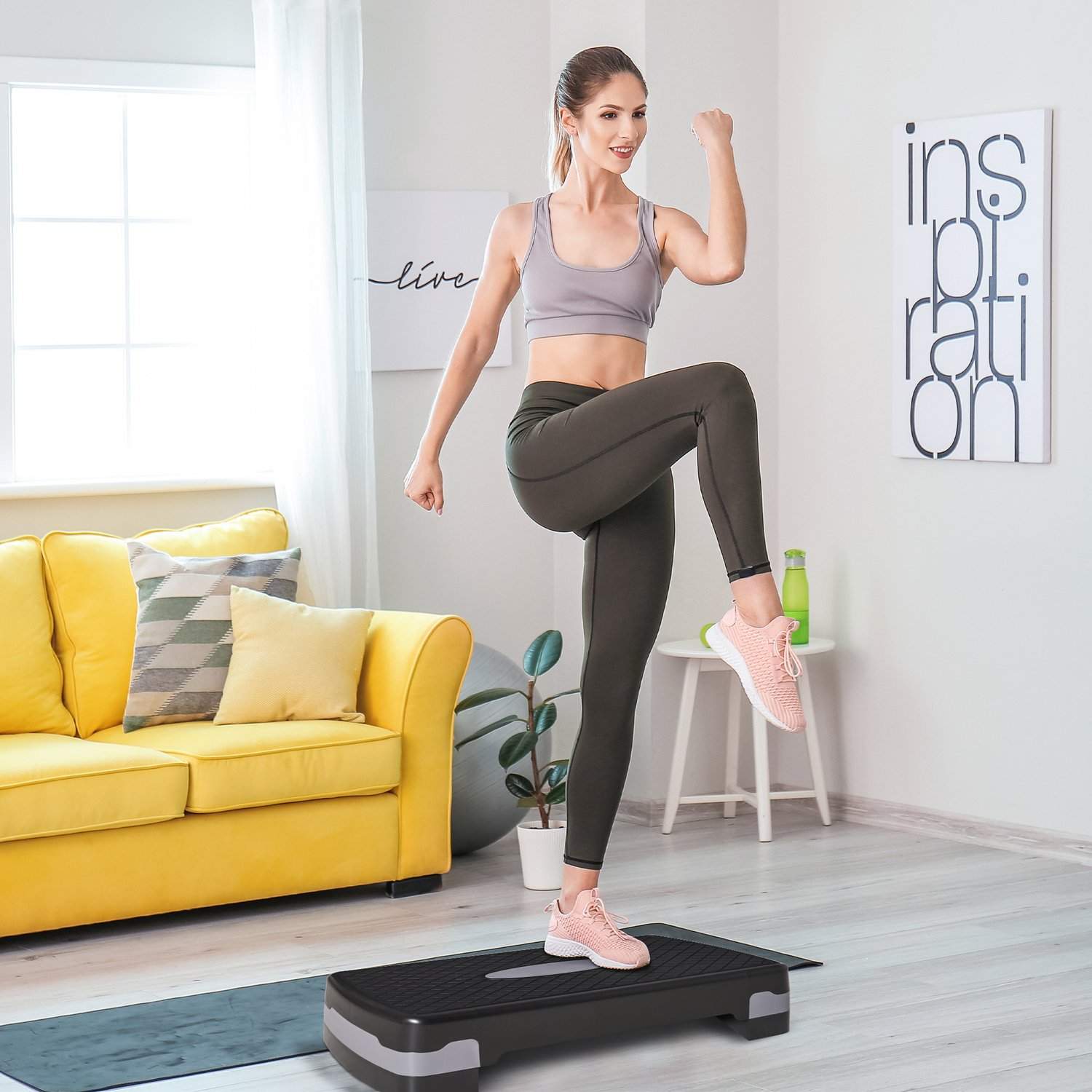 Height-adjustable Stepping Board for Aerobic Fitness