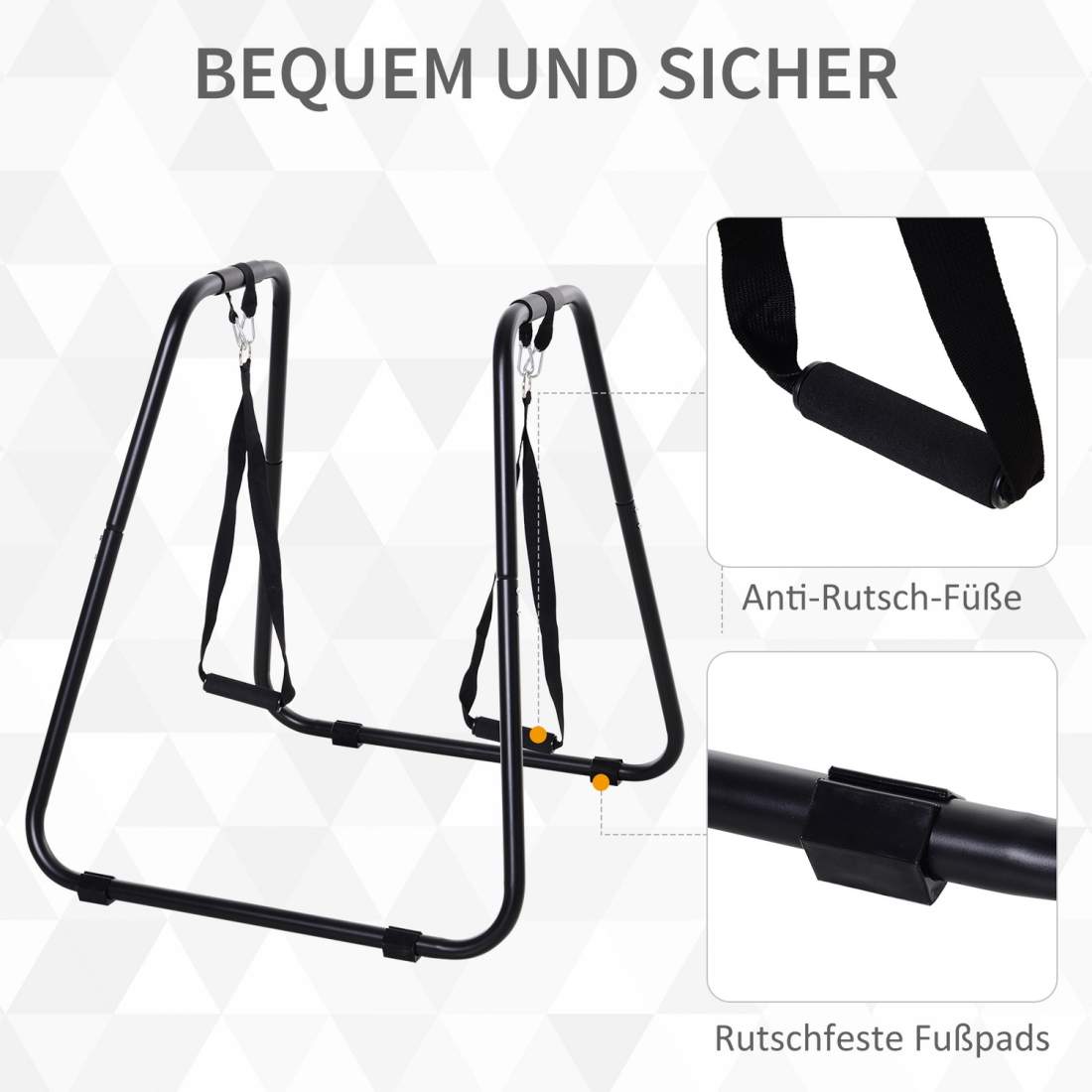 Robust Dip Station with Sling Trainer, Black Steel