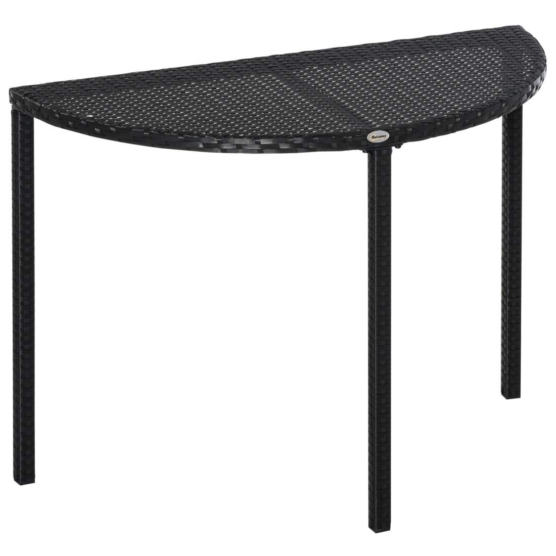 Balcony Table Half Round Garden Side Table Made Of Polyrattan And Metal ...