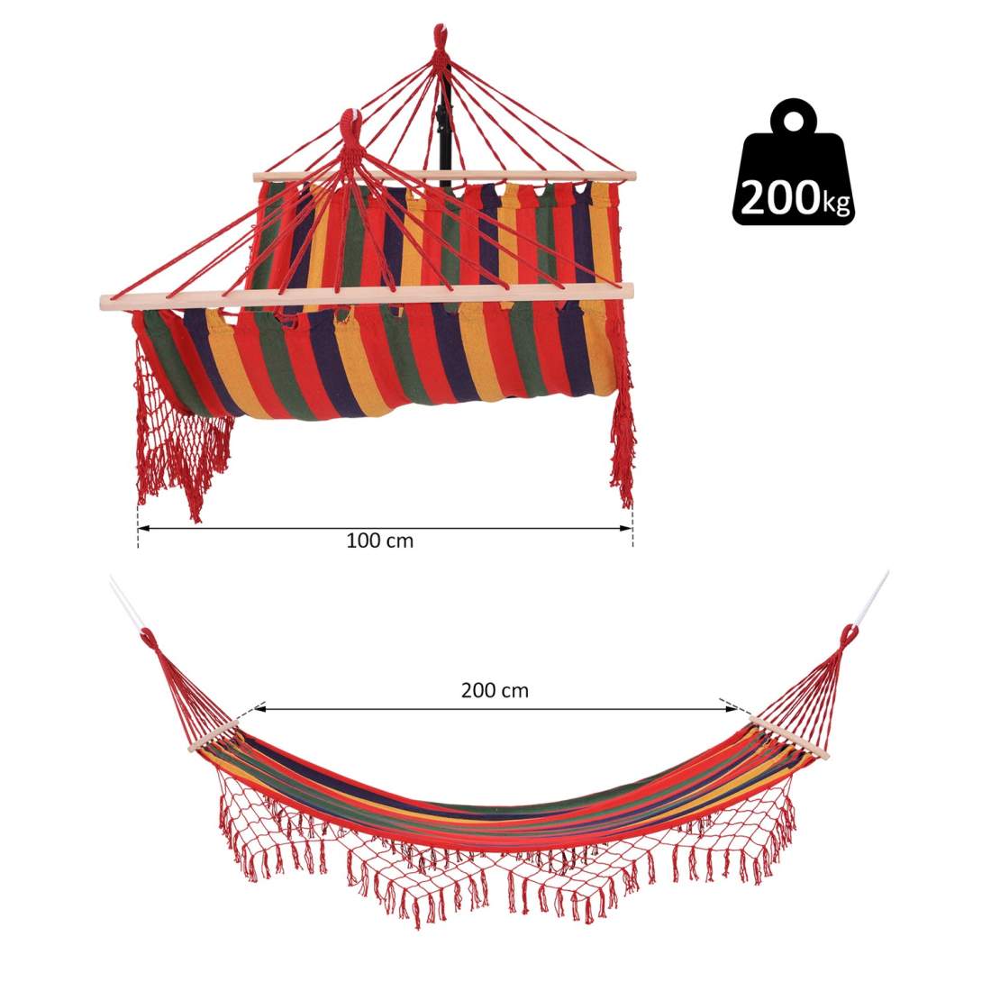 Colorful Pole Hammock 2x1m UV and Weather resistant