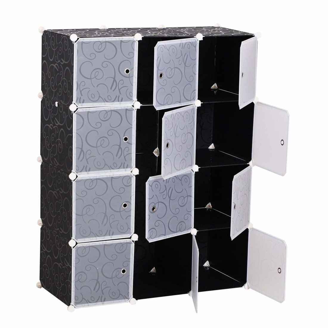 Modular DIY Wardrobe with Clothes Rail, Black/White