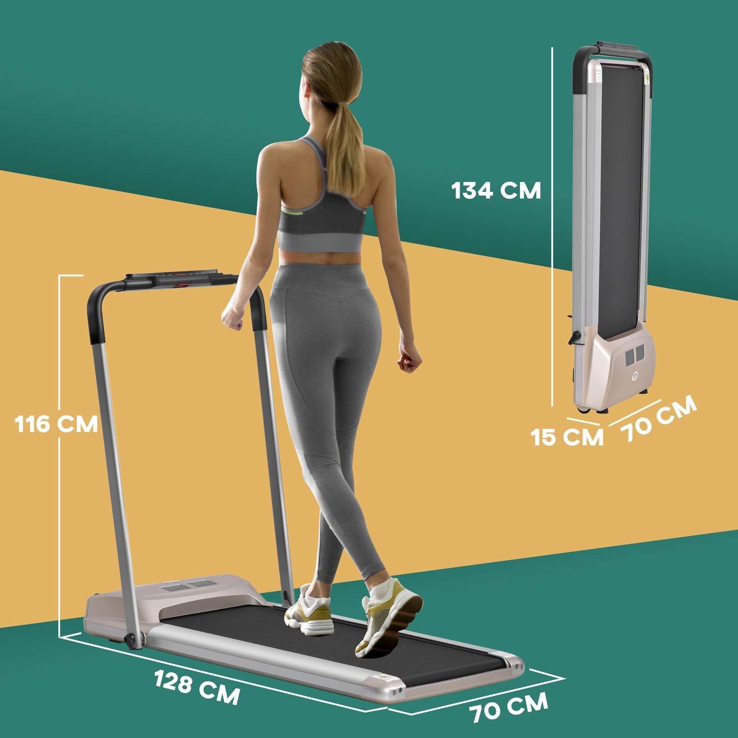 Foldable Electric Treadmill with LCD, 1-10 km/h