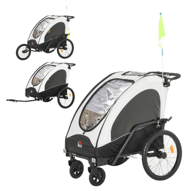 Bicycle Trailer Jogger 3 In 1 Child Trailer, Aluminum, For 2 Children ...