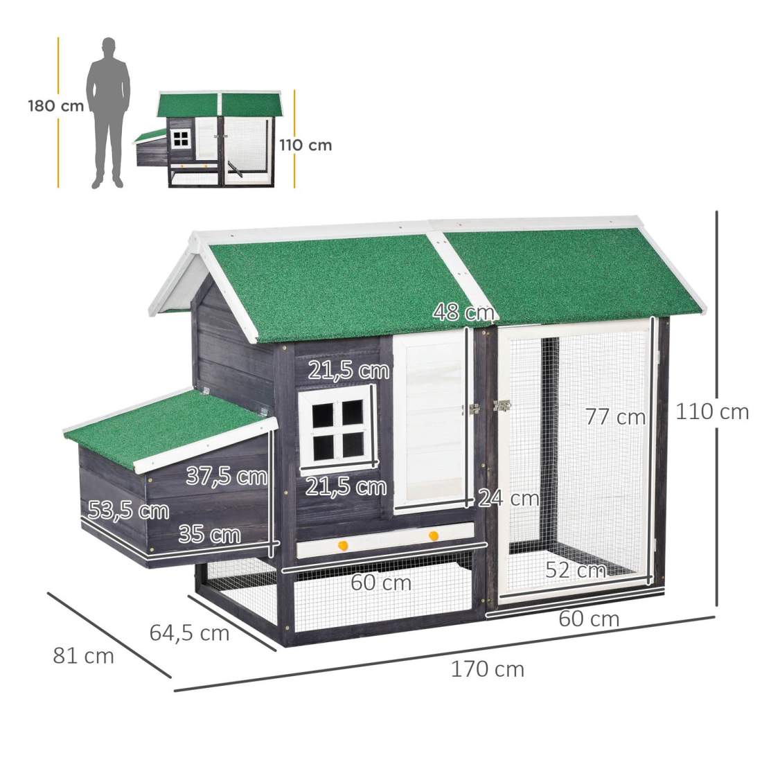 Bantam Chicken Coop Modern Poultry Coop With Nesting Box & Covered ...