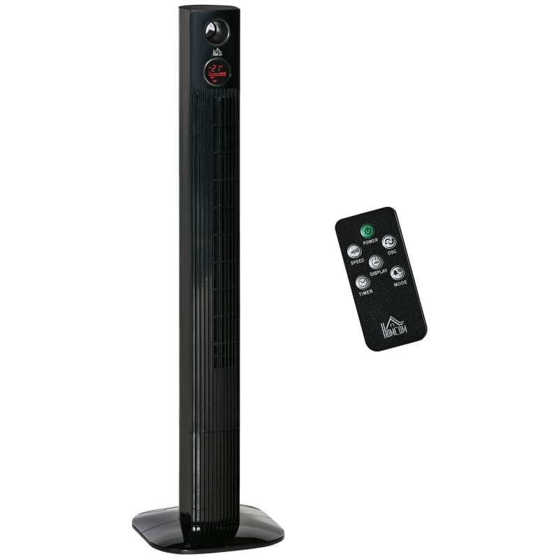 Black Column fan with remote control and timer