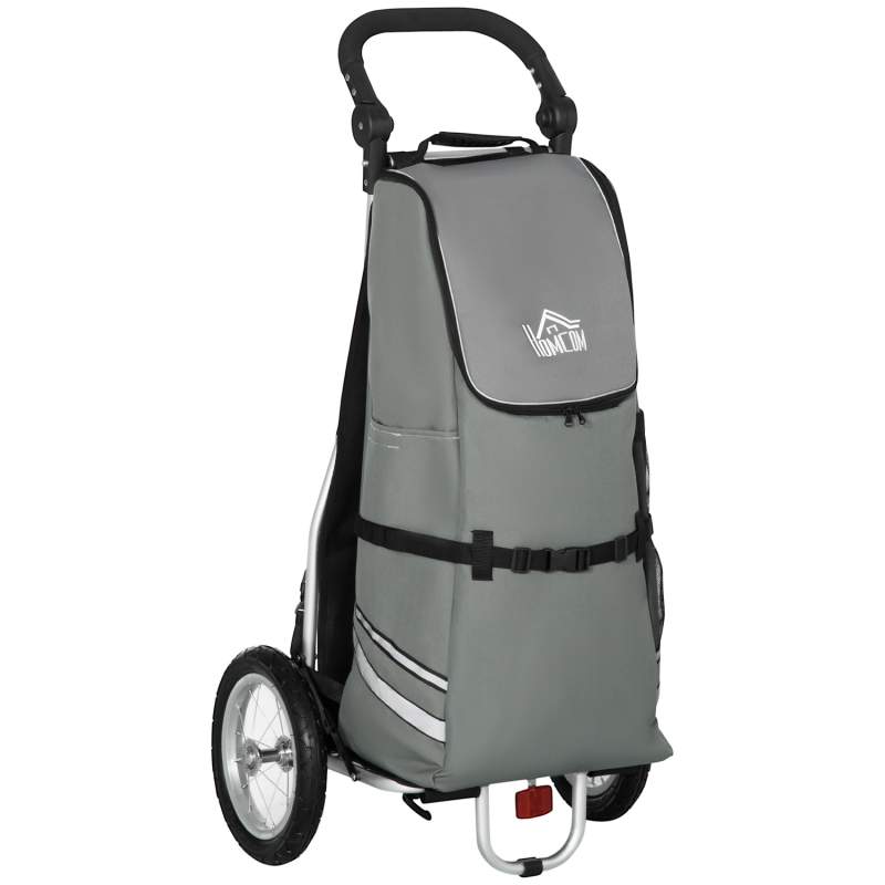 Shopping trolley & Cargo trolley 2-in-1 for Bicycle, Grey/Silver