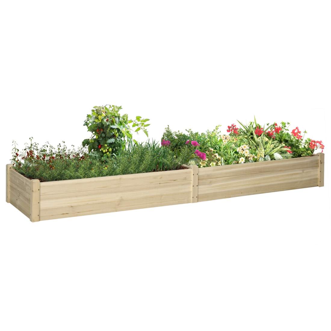 Flower Box Wooden Plant Box With 2 Areas For Vegetables & Herbs ...