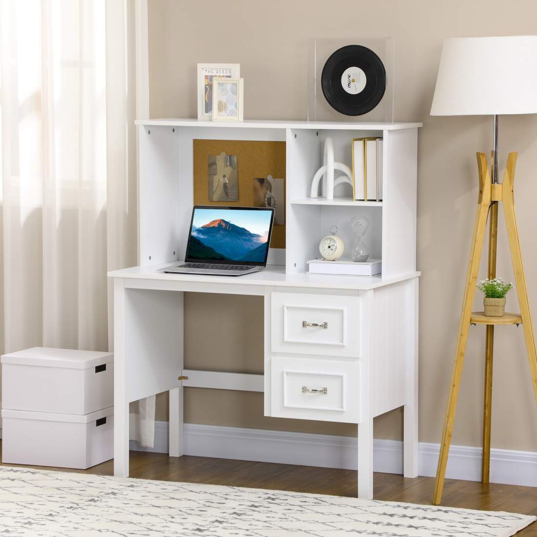 Desk, Computer Desk With Drawers, Open Compartments, Office Table With ...