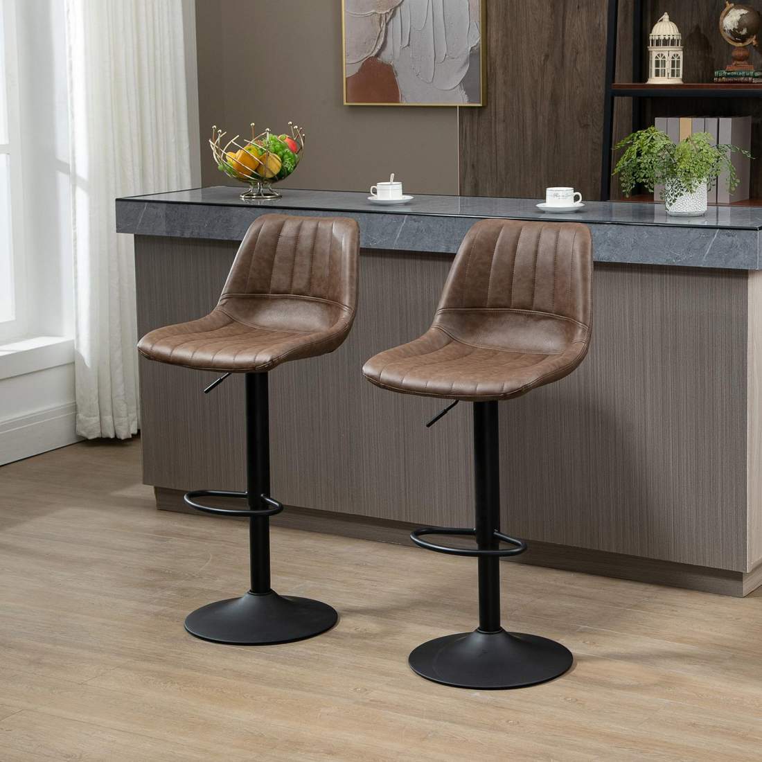 Set Of 2 Bar Stools, Counter Stools, Height-Adjustable Kitchen Stools ...