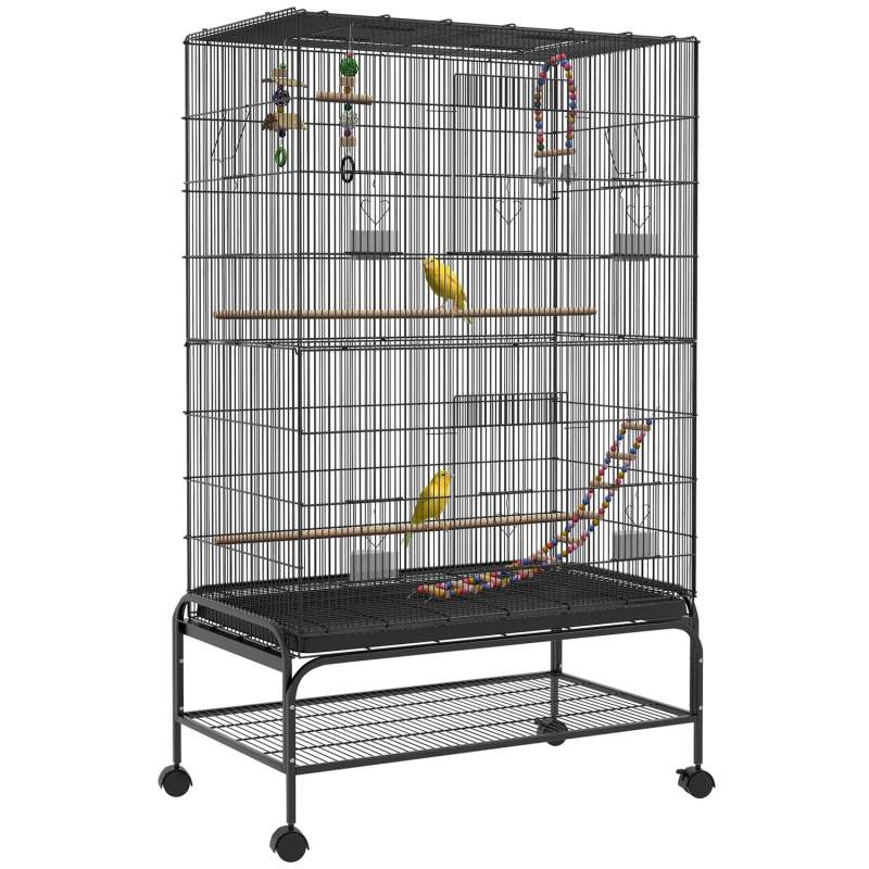 Bird Cage Bird Aviary With Perches Bird Builder With Shelf, Wheels ...