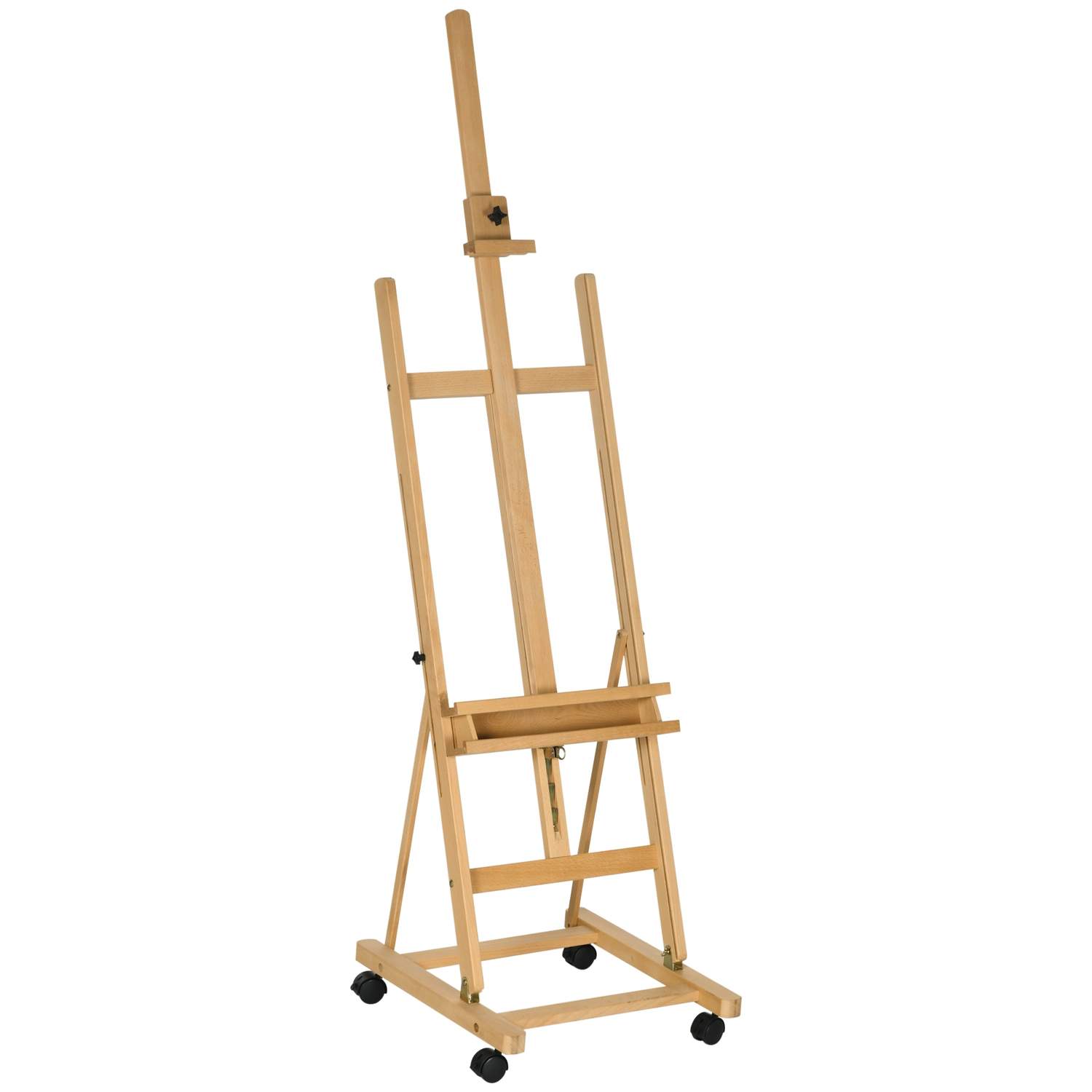 Easel Standing Easel Made Of Beech Wood, Foldable With Wheels, Height ...