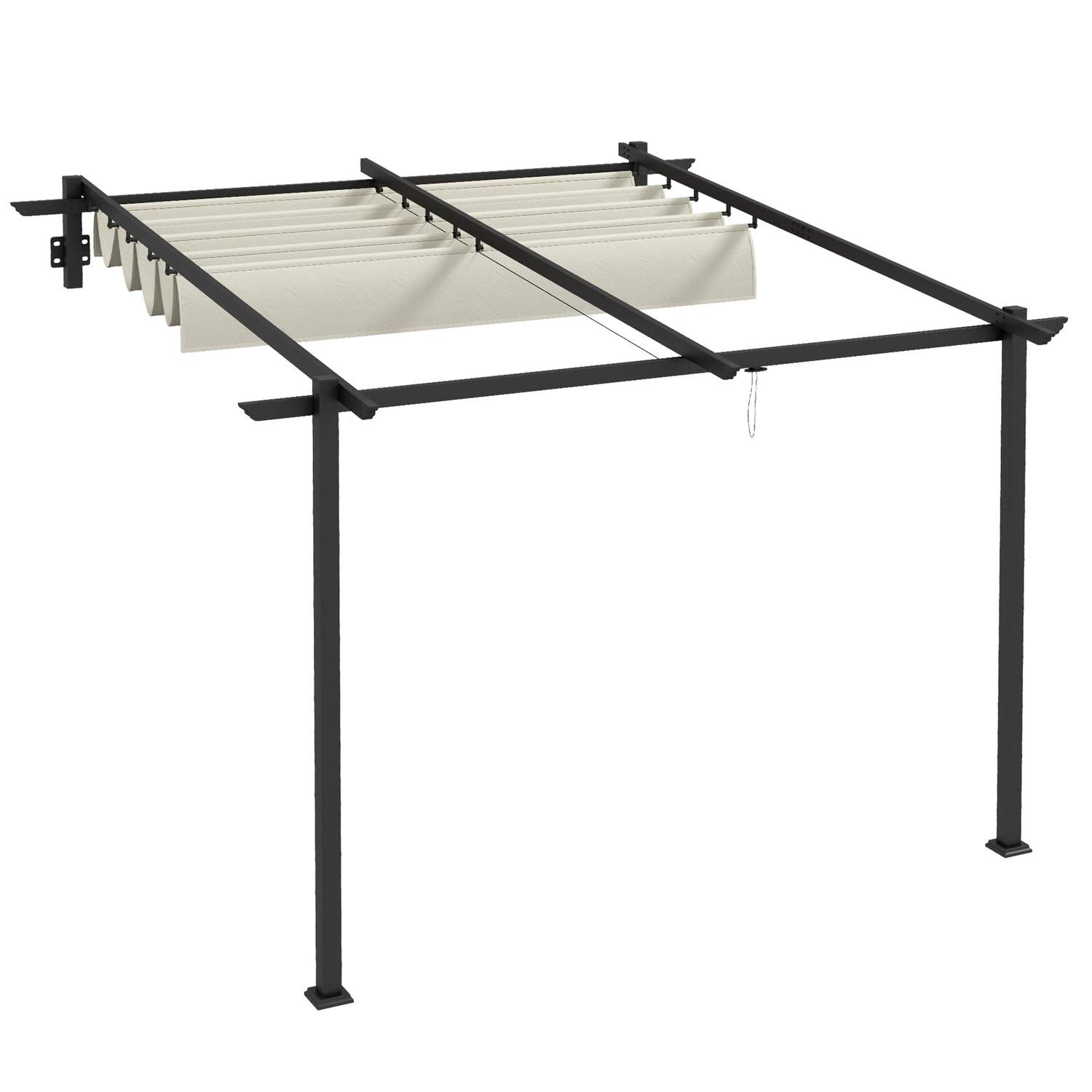 Wall-mounted Windproof Pergola 3x3m Cream colored
