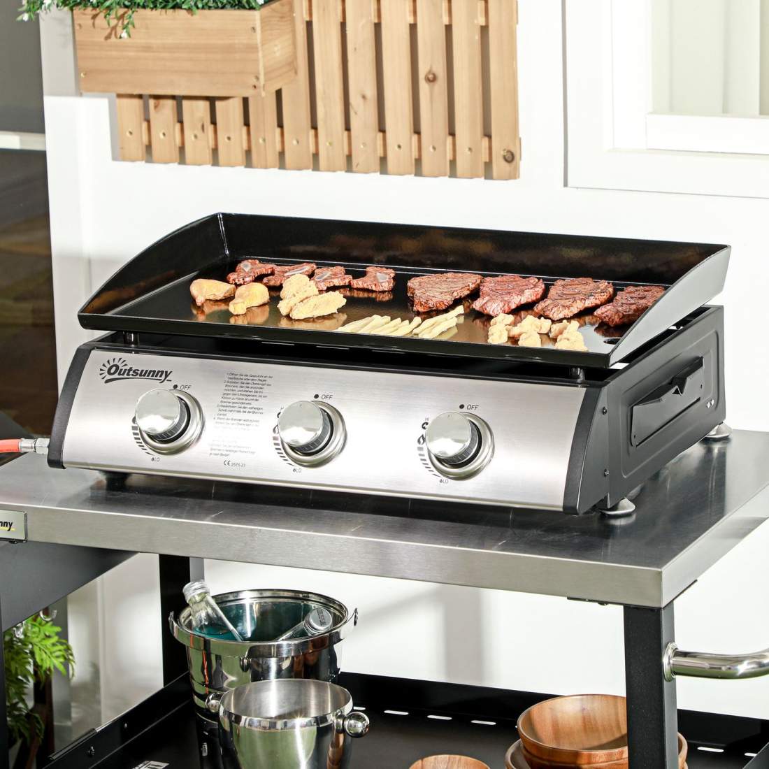 Gas Grill, Table Grill Bbq With 3 Burners, Table Gas Grill With Hose ...