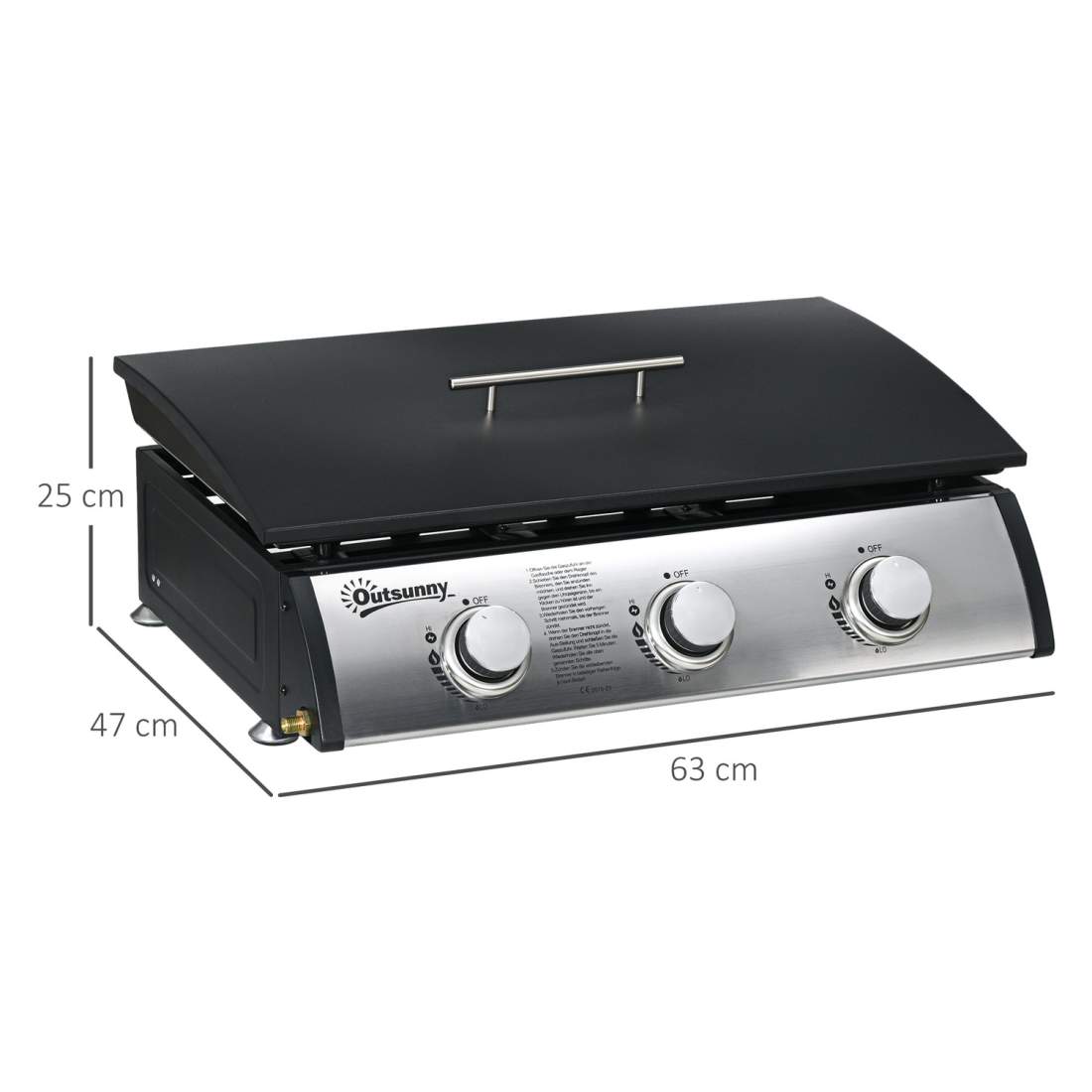 Gas Grill, Table Grill Bbq With 3 Burners, Table Gas Grill With Hose ...