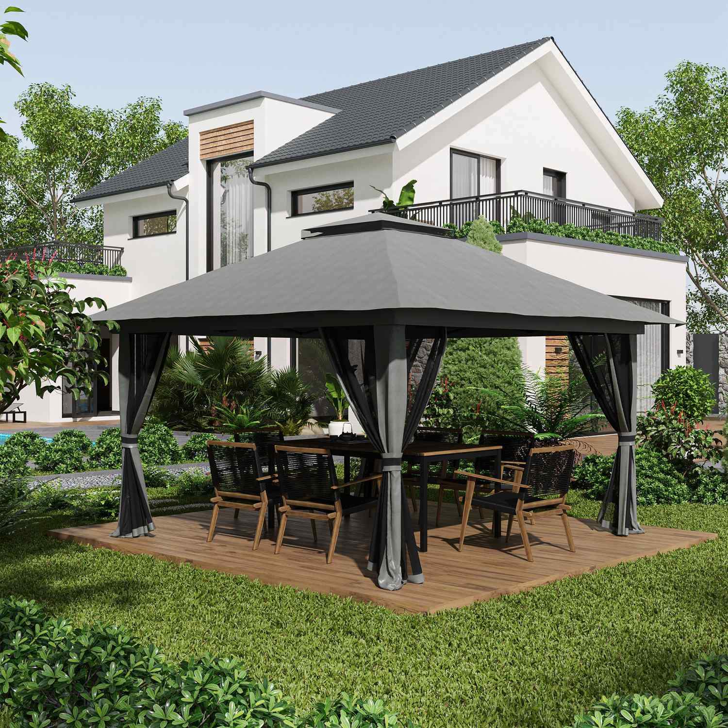 Folding Pavilion 4X4M Pop-Up Garden Pavilion With Uv Protection And ...
