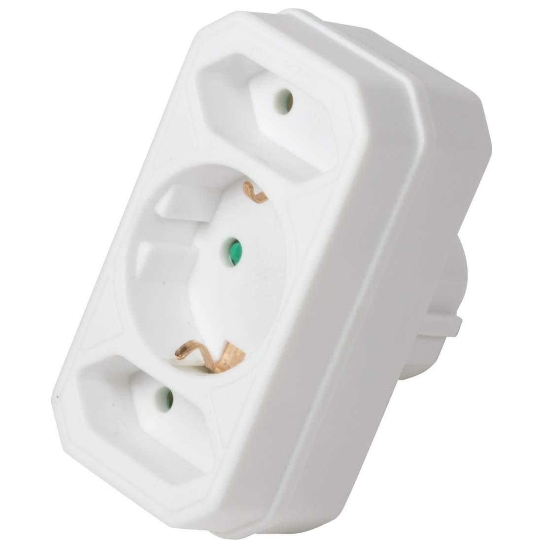 Power socket with 2 Euro + 1 grounded socket White