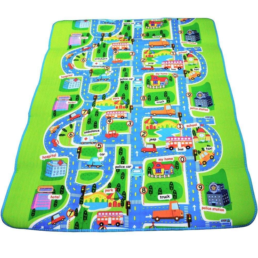 Soft Playmat with City Motif, Insulating and Easy Care