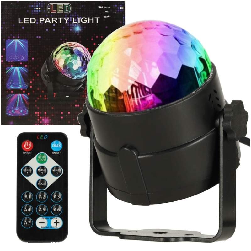 Remote-controlled LED Disco Ball with Sound Sensor for Parties and Weddings