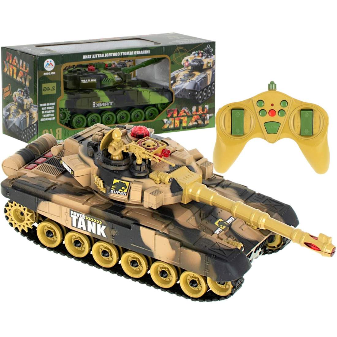 Remote controlled tank with lights and sounds